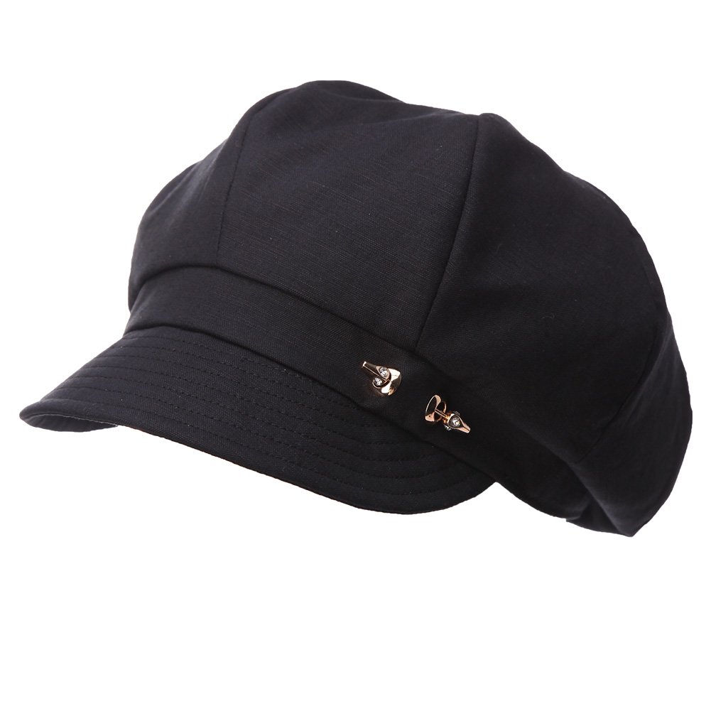 Fancet Women's Classic Visor Beret Newsboy Cabbie Cap Summer Gatsby Adjustable Cozy Black Hat