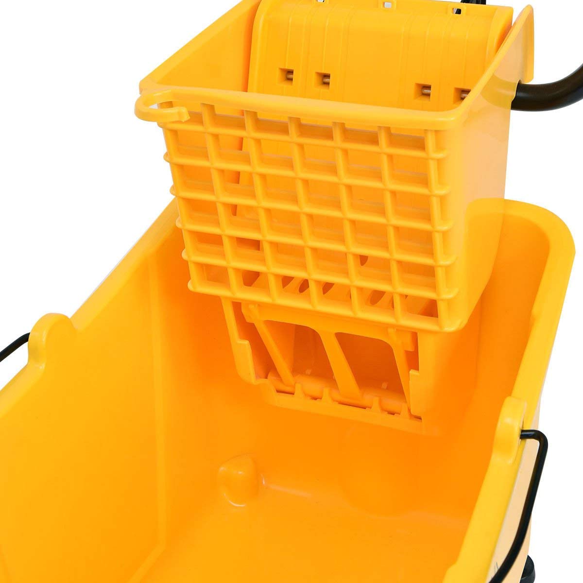 HOMGX Side Press Wringer Commercial Mop Bucket, 35 Qt Larger Capacity Cleaning Caddy with Wheels, Yellow