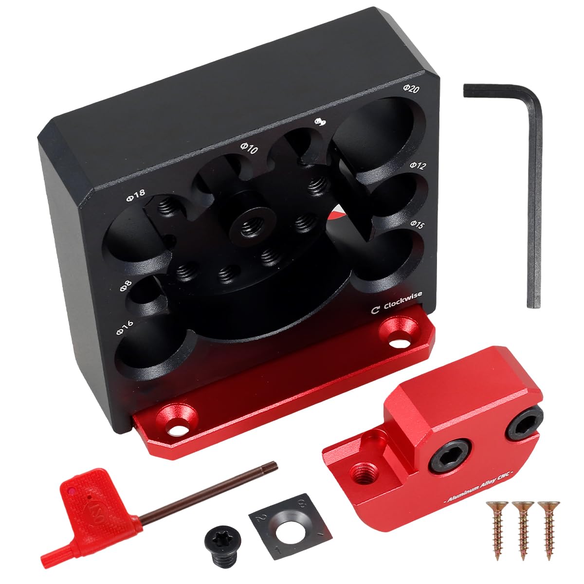 esidianzi 6Pcs Dowel Maker Jig Kit Metric 8mm to 20mm Adjustable Dowel Maker with Carbide Blade Electric Drill Milling Dowel Round Rod Auxiliary Tool for Wooden Rods Sticks Woodworking(Black red)
