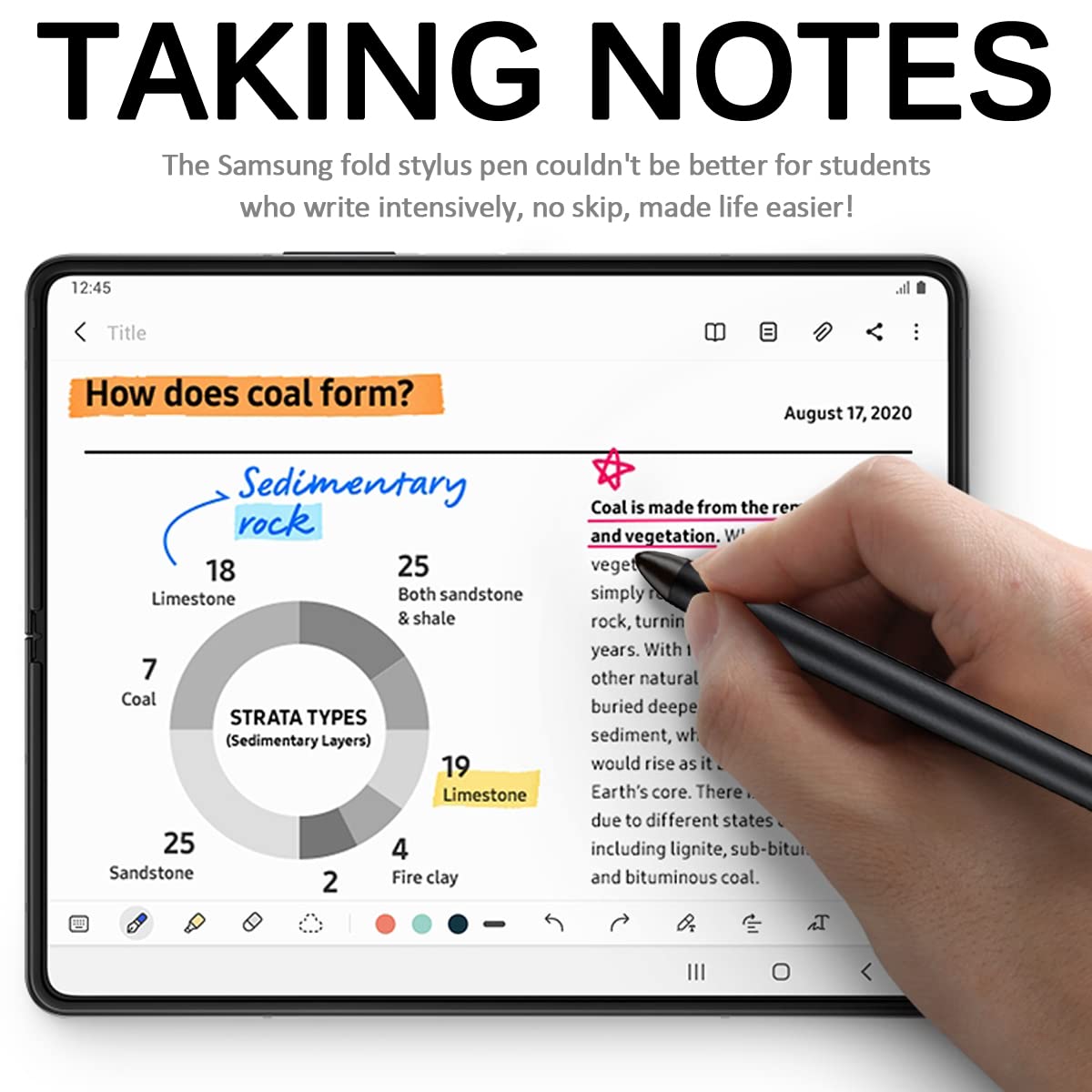 INGIDO Compatible for Samsung Galaxy Z Fold 5/4/3/2/Fold S Pen, High Sensitive & Precision Capacitive Tip Touch Screen Luxury S Pen Stylus for Galaxy Z Fold 5/4/ 3/2/Fold（Black）