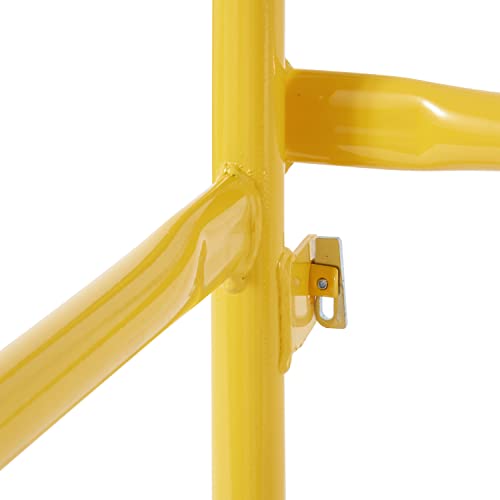 MetalTech Versatile 6 Foot Metal Guardrails System Accessory Baker Style for Select Jobsite Series Scaffolding Platform with Non Slip Deck, Yellow