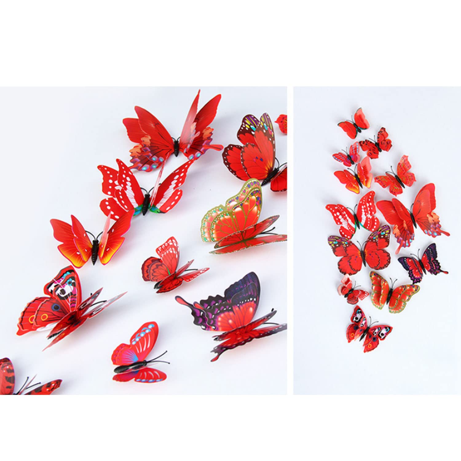 LECUNE Butterfly Wall Decor, 24/48Pcs Butterfly Wall Decals, 3D Butterflies Stickers for Party Decorations with Magnets