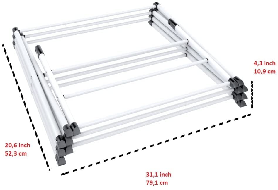 YBM HOME 3-Tier Collapsing Foldable Laundry Rack for Air Drying Clothing, Lightweight Metal, White, 1589-21vc, 31.1'' Widthx41.5'' Heightx13.7'' Length