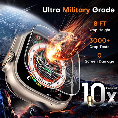 TOCOL 4 Pack for Apple Watch Ultra 2/1 Screen Protector 49mm, [10X Military-Grade Shockproof], Tempered Glass Screen Protector for iWatch Ultra 49mm, Anti-Scratch, High Definition, Ultra Thin, Clear