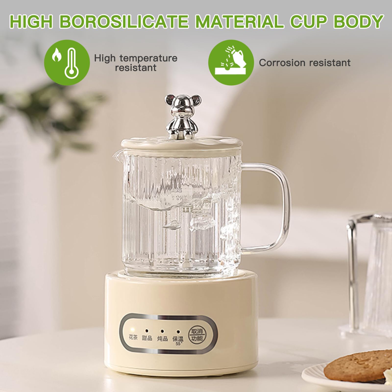 GGNKT Suitable Electric Kettle for Home and Office, Small Electric Tea Kettle with Insulation, Milky White Healthy Kettle.