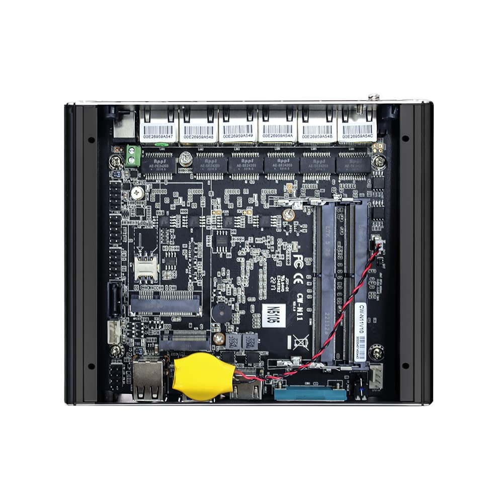 KingnovyPC 6 Port i226 2.5GbE LAN Firewall Fanless Mini PC Celeron N5105, No RAM No SSD, USB COM AES-NI VPN Router Openwrt Barebone