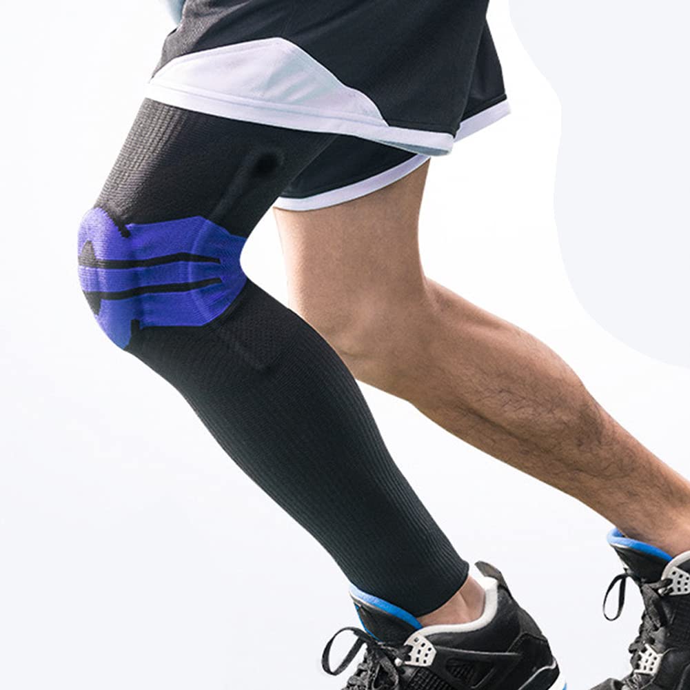 Knee Brace Leg Compression Sleeve, Knee Compression Sleeve Long with Patella Gel Pad Side Stabilizer, Full Leg Sleeves Apply to for Thighs, Calves, Knees, Running and Basketball Medium