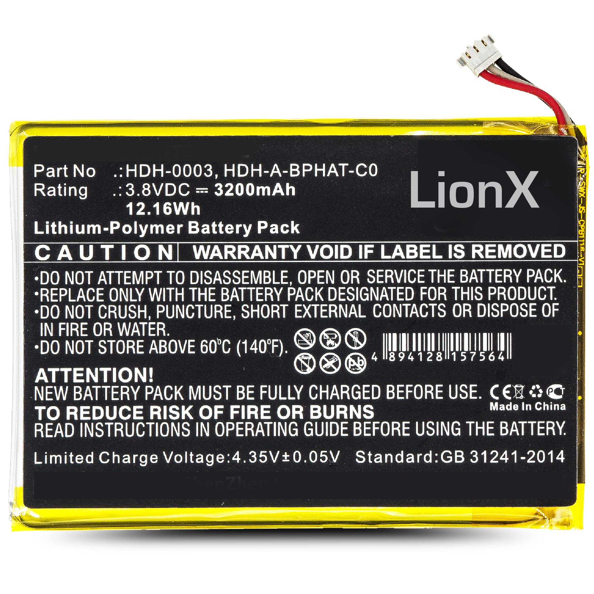 LIONX Battery Replacement for Game Console HDH-001 HDH-002 Switch Lite Switch Lite NS HDH-003 HDH-A-BPHAT-C0 3200mAh / 12.16Wh 3.8v Li-Polymer Black