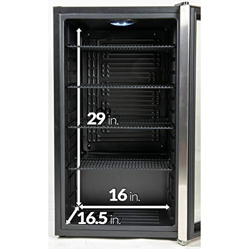 Igloo IBC35SS 135-Can Capacity Beverage Refrigerator & Cooler for Soda, Beer, Wine and Water LED-Lighted Double-Pane Glass Door, 3.5 Cu. Ft, Stainless Steel, Cubic Foot