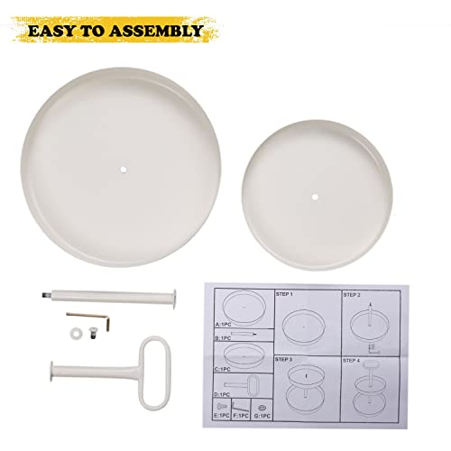 MAONAME White 2 Tiered Tray, Metal Two Tier Tray with Handle, Decorative Tray for Kitchen, Living Room, Bathroom, Seasonal Decor