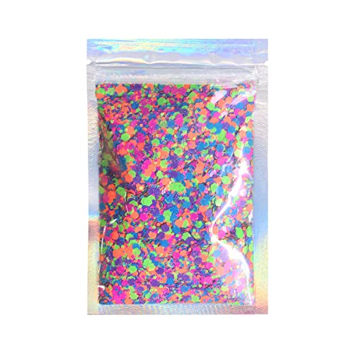 Neon Rainbow - Electric Bliss Beauty - Chunky Biodegradable Glitter for Festivals, Crafts, Cosmetics - Eco Friendly Body Glitter for Hair, Nails, Face & More (Rainbow)