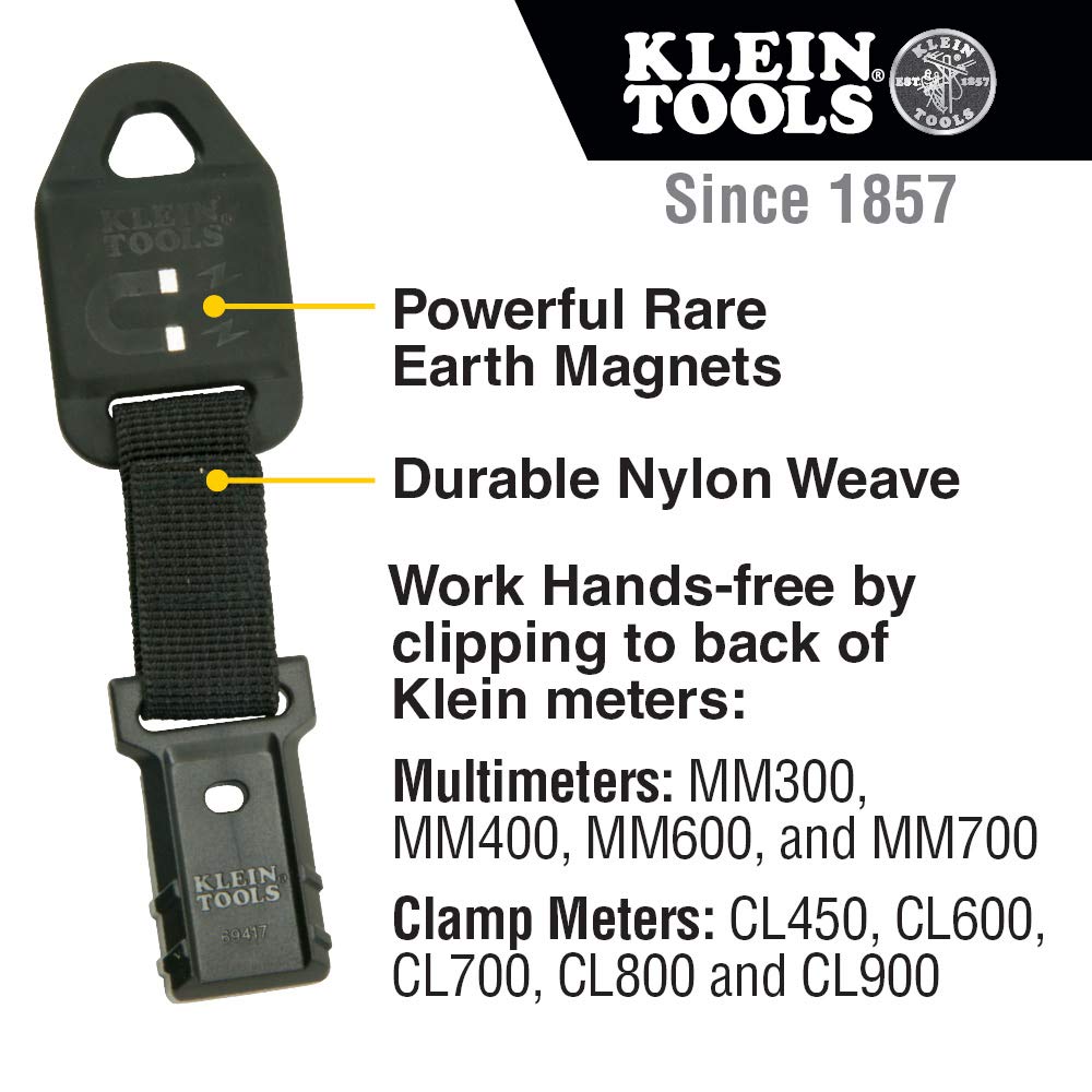 Klein Tools ET600 Multimeter, Megohmmeter Insulation Tester, 4000 Ohms Resistance, 125V/250V/500V/1000V, Auto-Ranging TRMS Multimeter & 69417 Rare-Earth Magnetic Hanger, with Strap