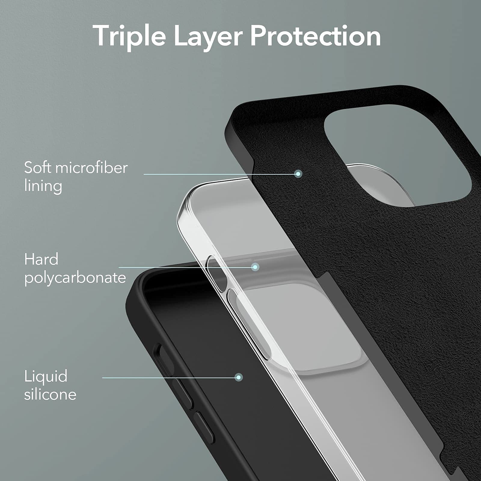 ESR Cloud Soft Case Compatible with iPhone 13 Pro Max Case (2021) (6.7 Inch), Liquid Silicone Case, Slim and Shockproof with Anti-Scratch Microfiber Lining, Black