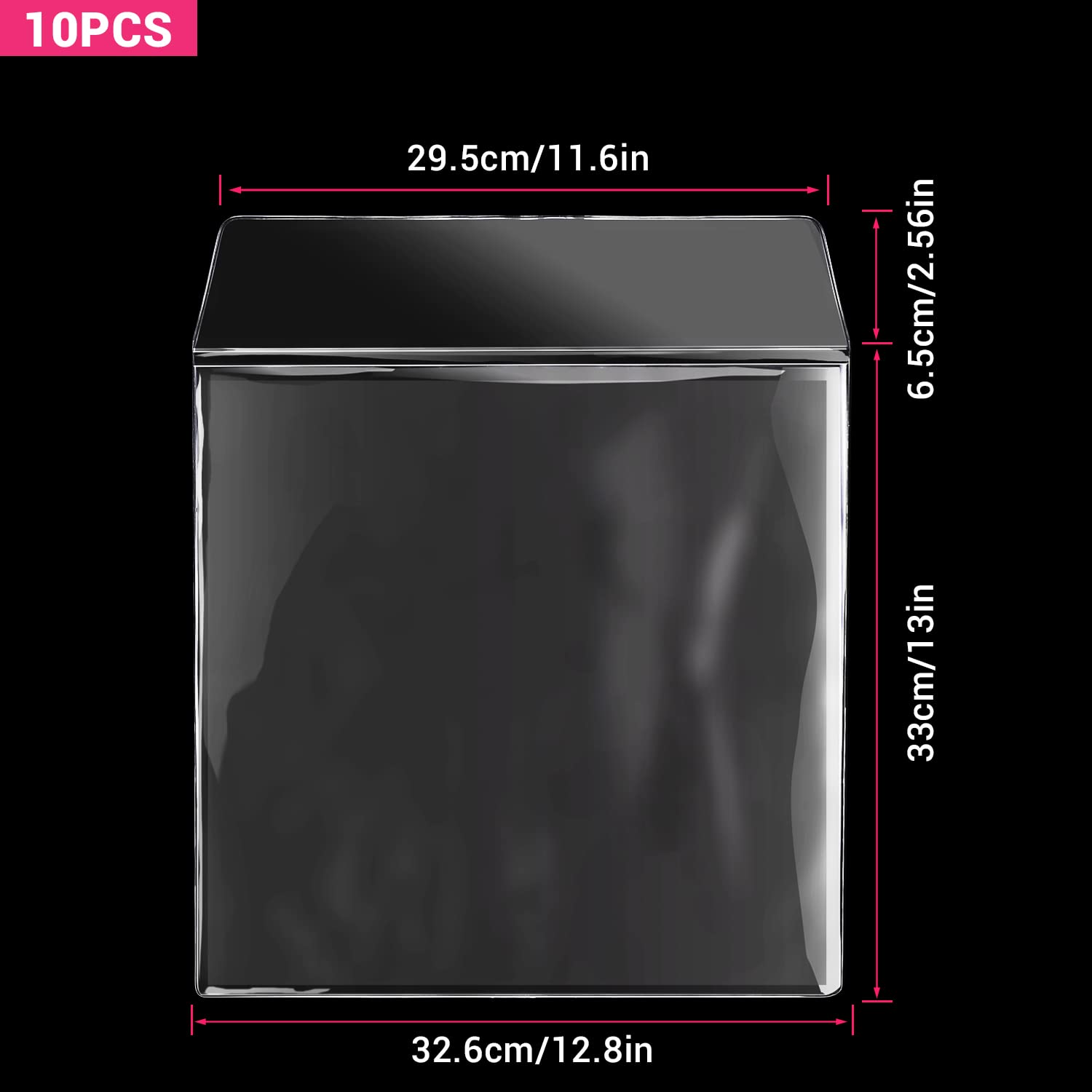 Facmogu 10PCS 12in Thicken PVC Record Protective Sleeves, Premium 180 Micron Clear PVC Outer Sleeves with Flap, Durable Record Outer Protective Sleeve for 33 RPM Album (NOT for Gatefold/Trifold Album)