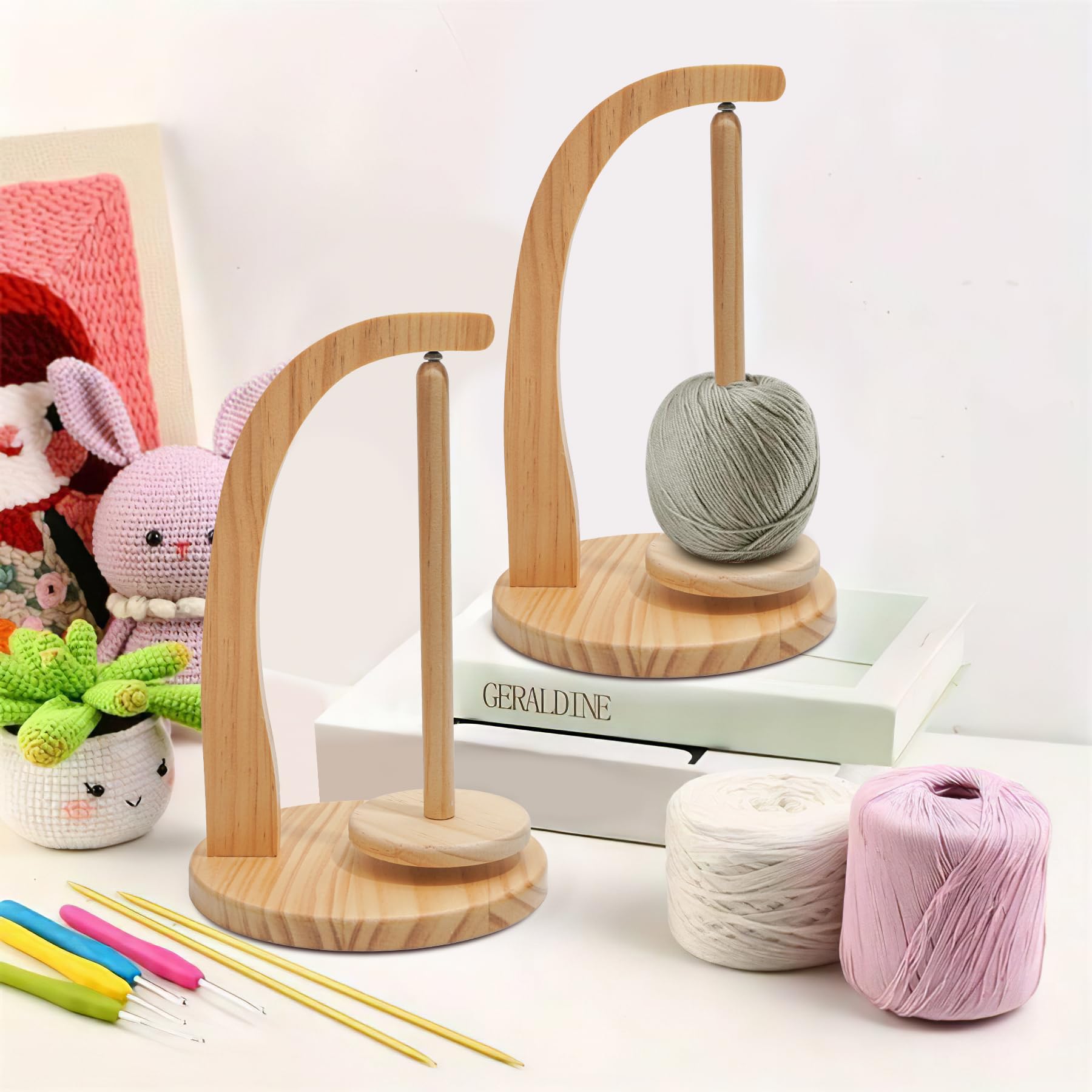 OPUHOHR Yarn Holder for Knitting and Crocheting, Yarn Ball Holder, Yarn Spindle Dispenser, Crochet Gift for Knitting Lovers