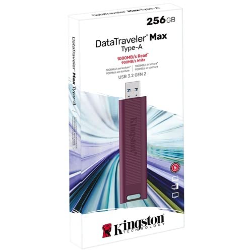 Kingston DataTraveler Max Type-A 256GB High Performance USB Flash Drive USB 3.2 Gen 2 Up to 1000 MB/s Sliding Cap Design DTMAXA/256GB - 2 Pack