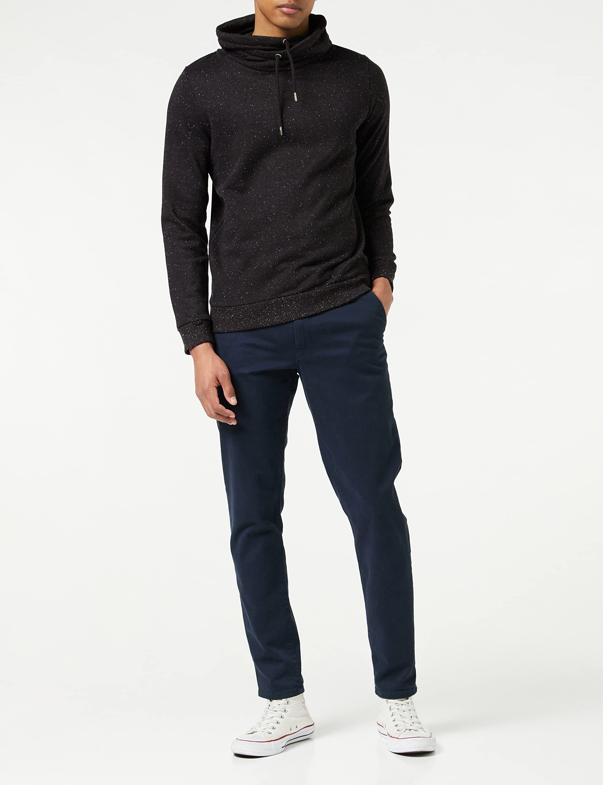 FIND Men's AFM-027 Solid Long Sleeve Sweatshirt, Black (Black), 44 (Manufacturer Size:XL)