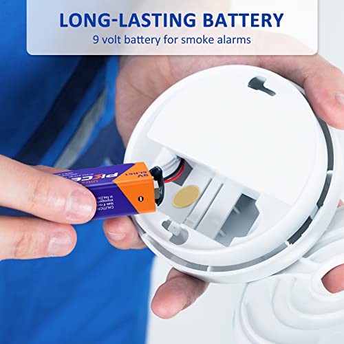PILOCEL 9V Batteries, 9 Volt Alkaline Battery, Long-Lasting 9V Battery for Smoke Detector, 10-Year Shelf Life, 8 Pack