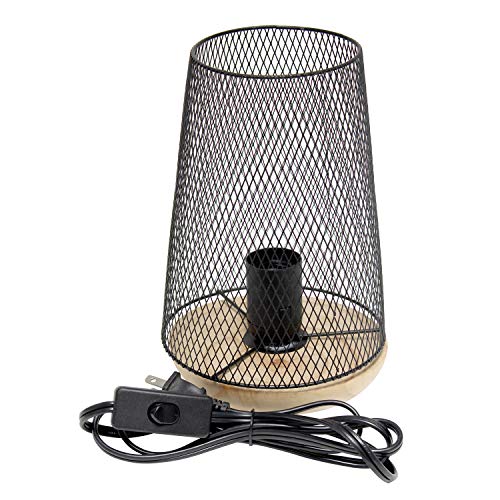 Simple Designs LT1074-BLK Wired Mesh Uplight Table Lamp, Black,5.5 x 5.5 x 9