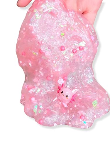 Pinky The Axolotl Handmade Clear Pigment Slime 4oz-Hoshimi Slimes