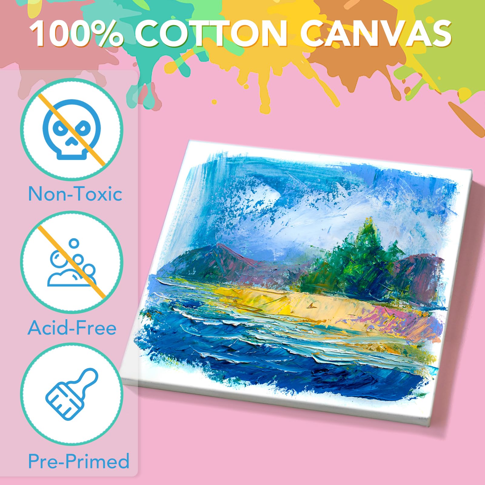 ESRICH Mini Canvases for Painting 4x4 Canvas Value Pack for 48PCS, 2/5In Thickness Small Canvas, Blank Canvas Bulk are Great for School Projects,Kids Birthday Party and Wall Decoration., white