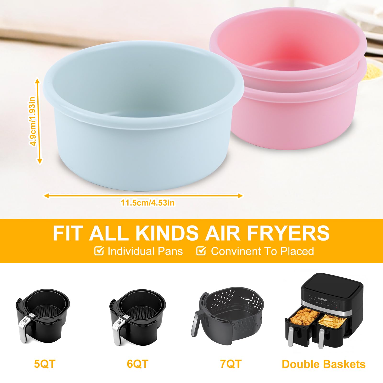 Silicone Air Fryer Egg Mold, 4Pack Reusable Nonstick Egg Bite Molds, Microwave Egg Cooker, Silicone Egg Bite Maker Pan, Poached Egg Cups, Dishwasher Safe, Air Fryer Accessories