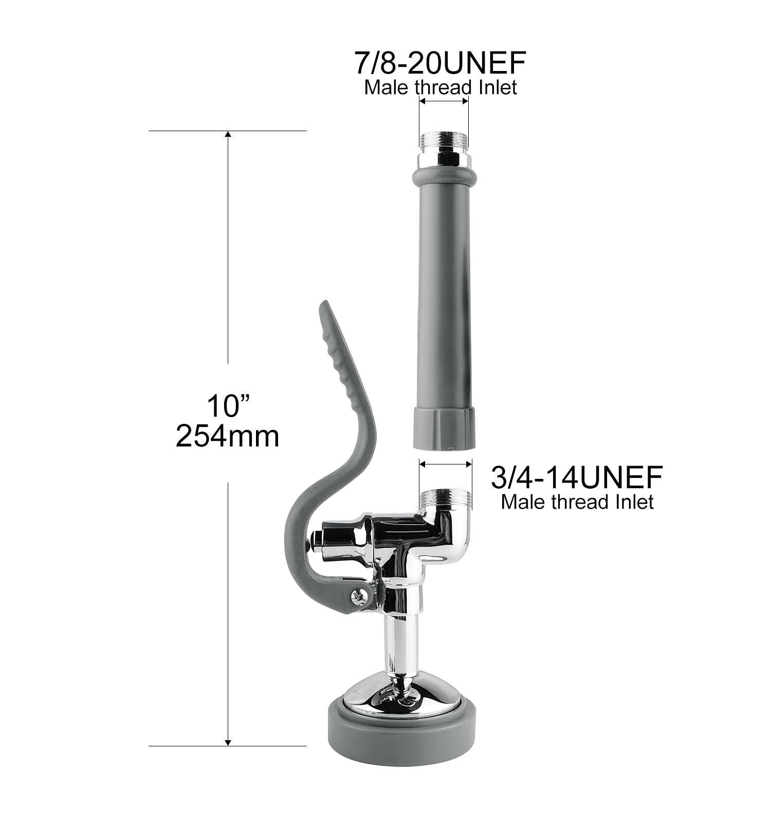 MSTJRY Commercial Sink Sprayer Pre Rinse Sprayer Valve with Handle Grip Assembly,1.42 GPM High Pressured Commercial Dish Sprayer for Replacement Kit of Commercial Faucet, Polished Chrome (Gray)