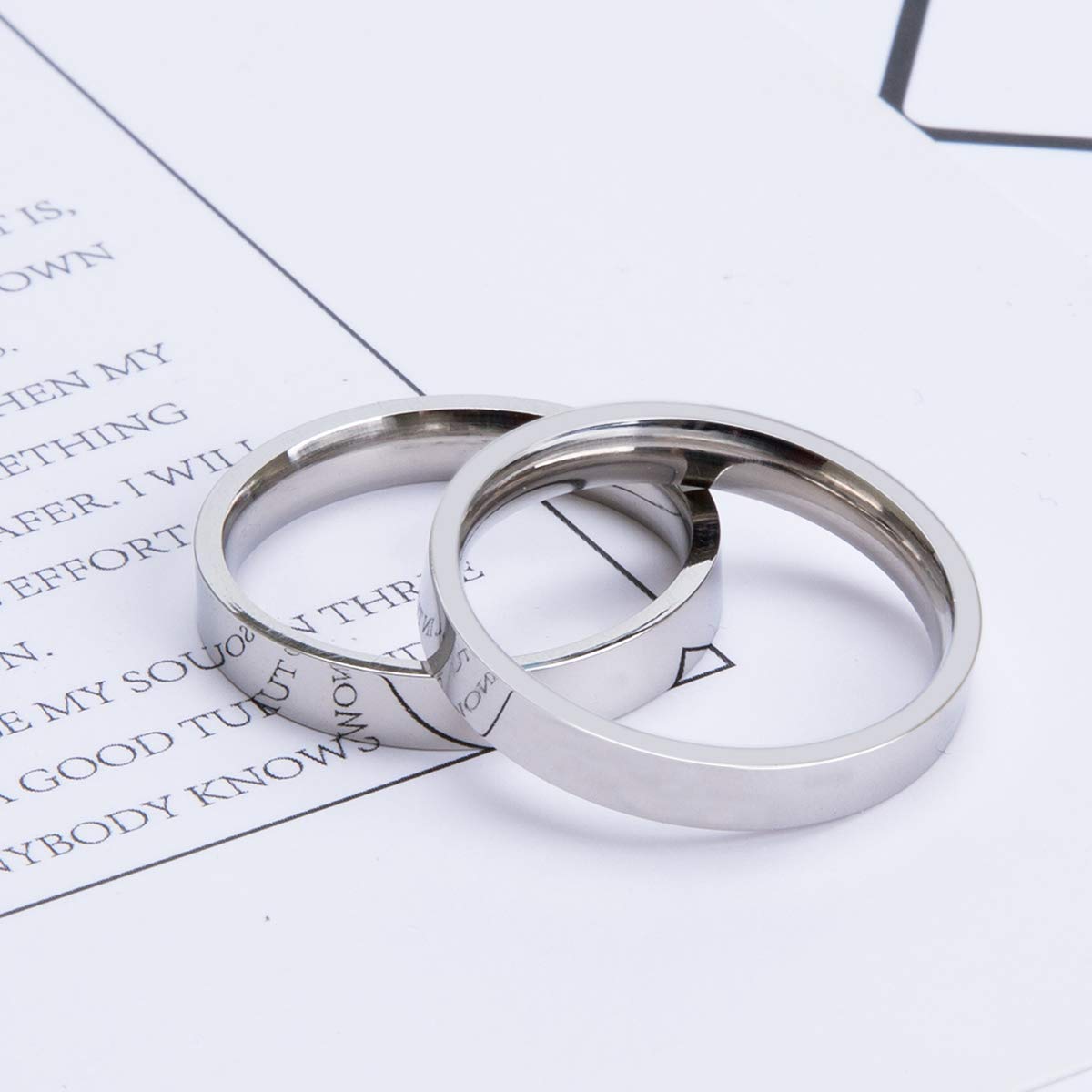 Fanery Sue Custom Personalized Engraved Name Ring for Men and Women Valentines Day Gift for Him/Her Customizable Stackable Simple Dome Couples Promise Rings(Ring Size: 9 | 4MM)