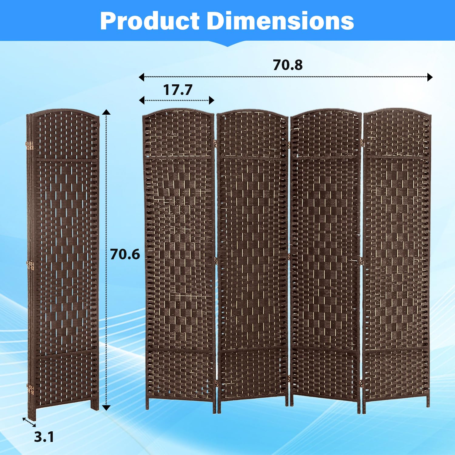 Room Divider Privacy Screen 70.6" Wall Divider Folding Privacy Screens Room Divider Wall Portable Partition Room Divider Separator,4 Panel