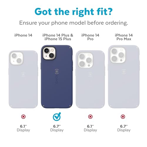 Speck iPhone 14 Plus Case - Drop Protection, Scratch Resistant, Dual Layer Slim Phone Case for 6.7 Inch iPhones 14 Plus - Built for MagSafe - Presidio2 Grip - Coastal Blue/Black/White