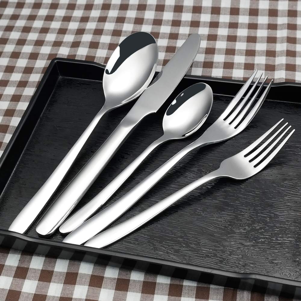 Parlynies 60 Pieces Stainless Steel Flatware Sets, Kitchen Silverware Cutlery Set, Service for 12