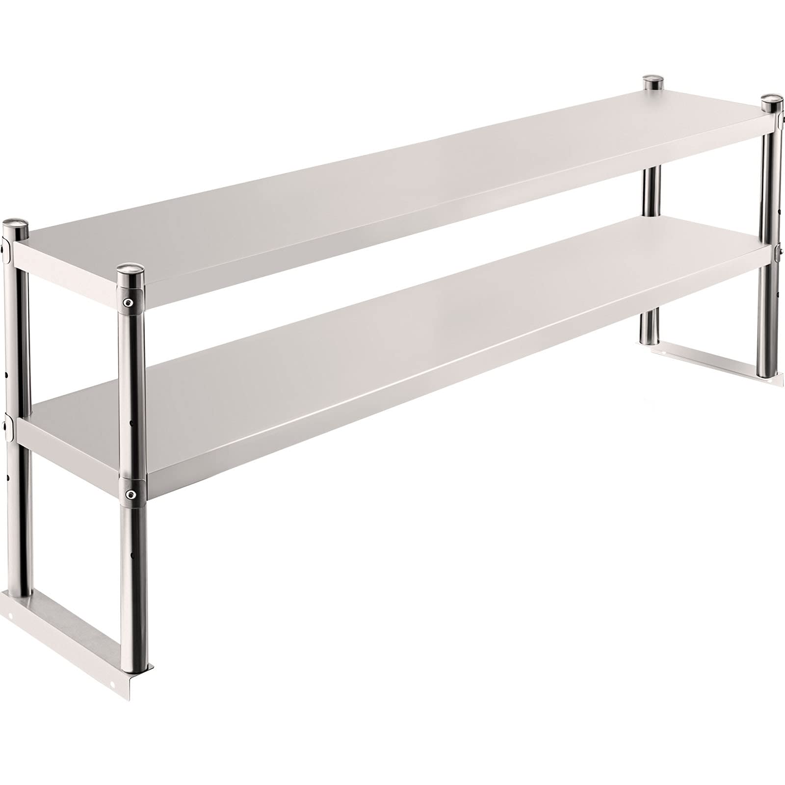 VEVOR Double Overshelf, Double Tier Stainless Steel Overshelf, 60 in. Length x 12 in. Width Double Deck Overshelf, Height Adjustable Overshelf for Prep & Work Table in Kitchen, Restaurant and Workshop