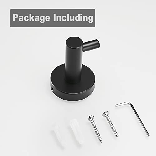 Orlif Towel Hooks,Matte Black SUS304 Stainless Steel Wall-Mounted Robe Hooks Holder Coat Hook for Bathroom, Kitchen, Bedroom, Hotel