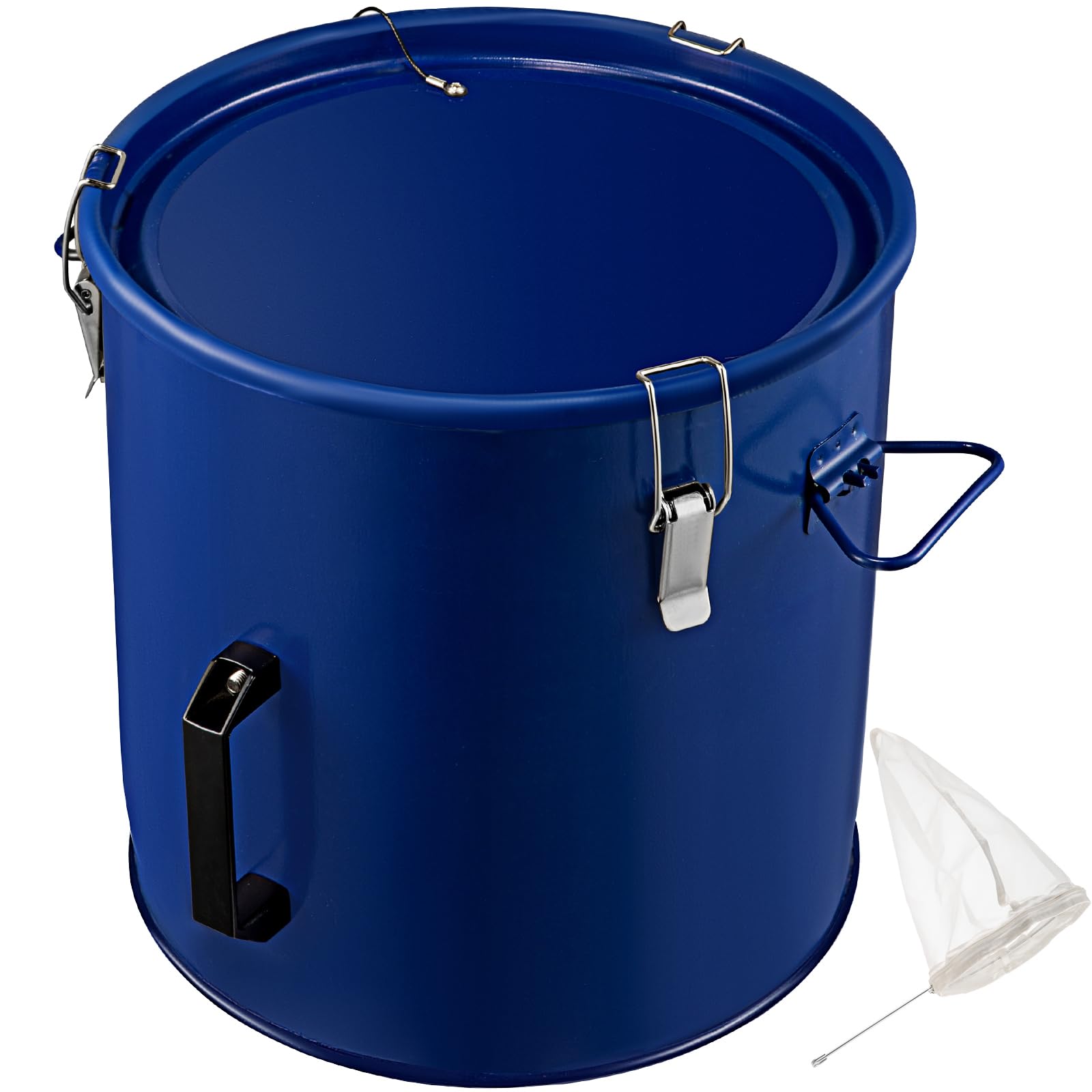 VEVOR Fryer Grease Bucket 8.1 Gal, Oil Disposal Caddy Steel Fryer Oil Bucket w/Rust-proof Coating 30.3L Oil Transport Container w/Lid & Lock Clips Oil Caddy w/Filter Bag For Cooking Oil Filtering