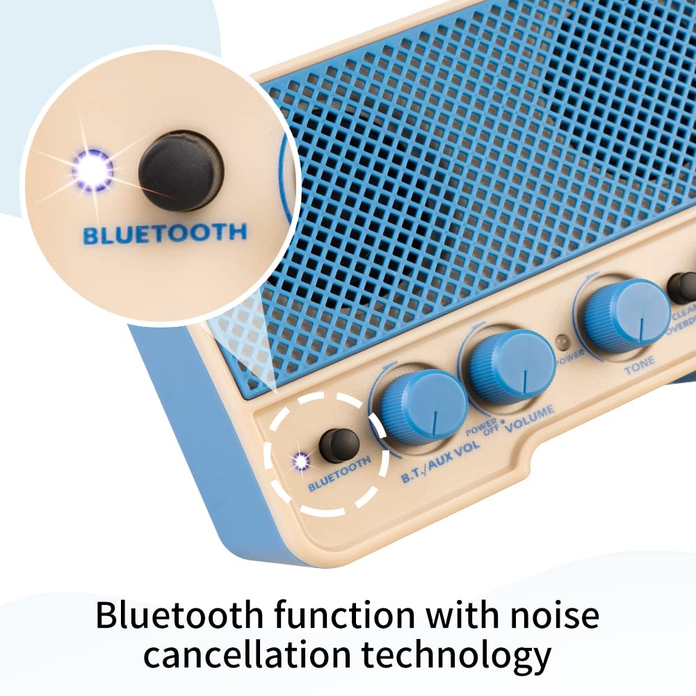JOYO Combo Guitar Amplifier Bluetooth 5W Recharging Small Mini Practice Headphone Guitar Amp with Clean & Overdrive Channels (JA-02 II Blue)