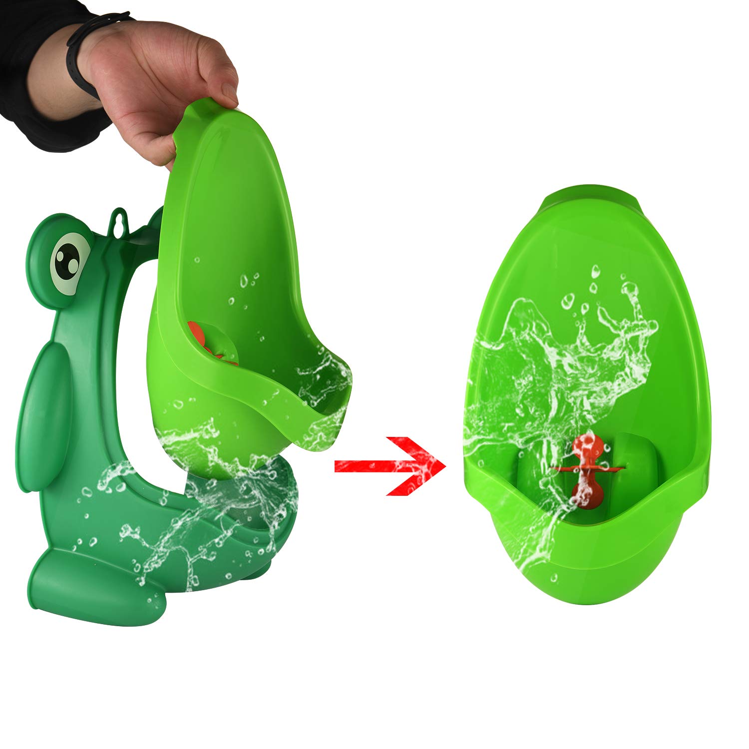 Forg Potty Training Urinal for Boys with Funny Aiming Target, Toddler Boy Toilet Pee Trainer - Green