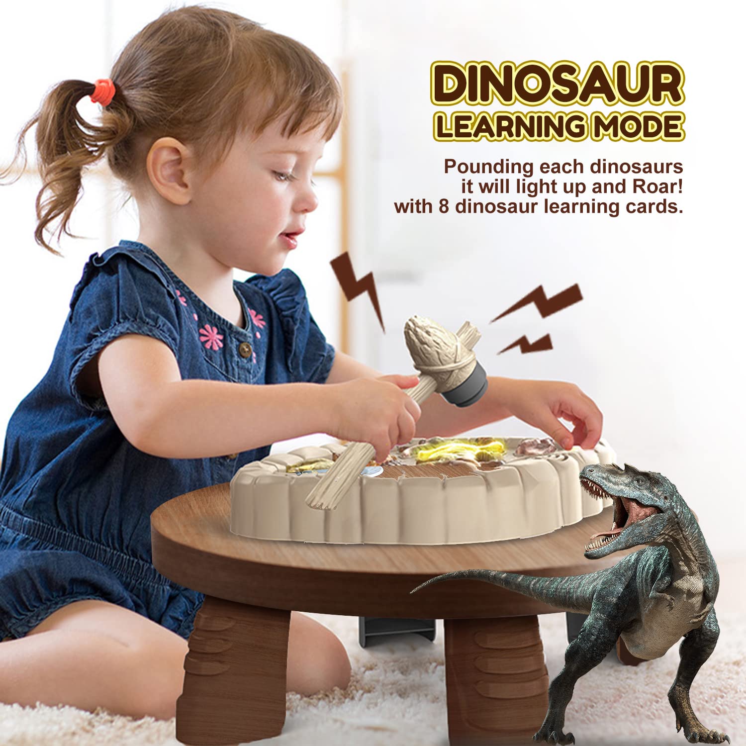 Interactive Whack a Dinosaur Game Toys for 2,3,4+ Year Old Boys Girls, Whack A Mole Game for 1 2 Year Old Toddler and Kids, Learning, Active, Early Developmental ,Educational, Pounding Dinosaur Toy