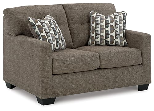 Signature Design by Ashley Mahoney Contemporary Tufted Loveseat, Dark Brown