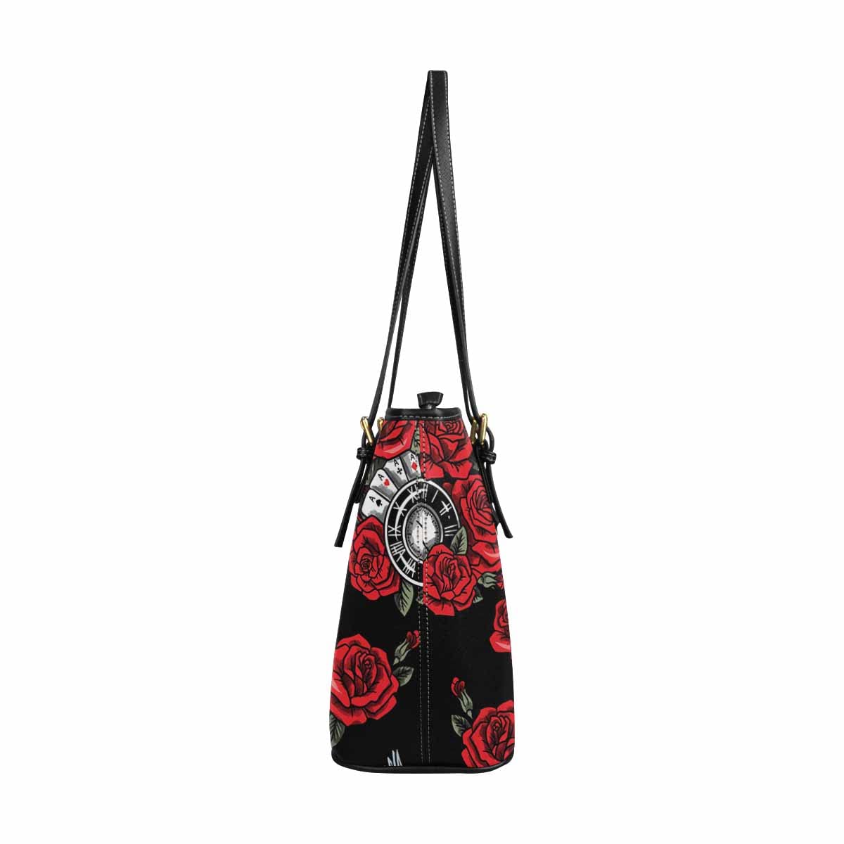 InterestPrint Handbags Ladies Purses Shoulder Bags Tote Bag Skull, Birds, Clock and Red Roses