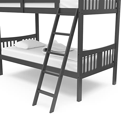 Storkcraft Caribou Twin-over-Twin Bunk Bed (Gray) β GREENGUARD Gold Certified, Converts to 2 individual twin beds