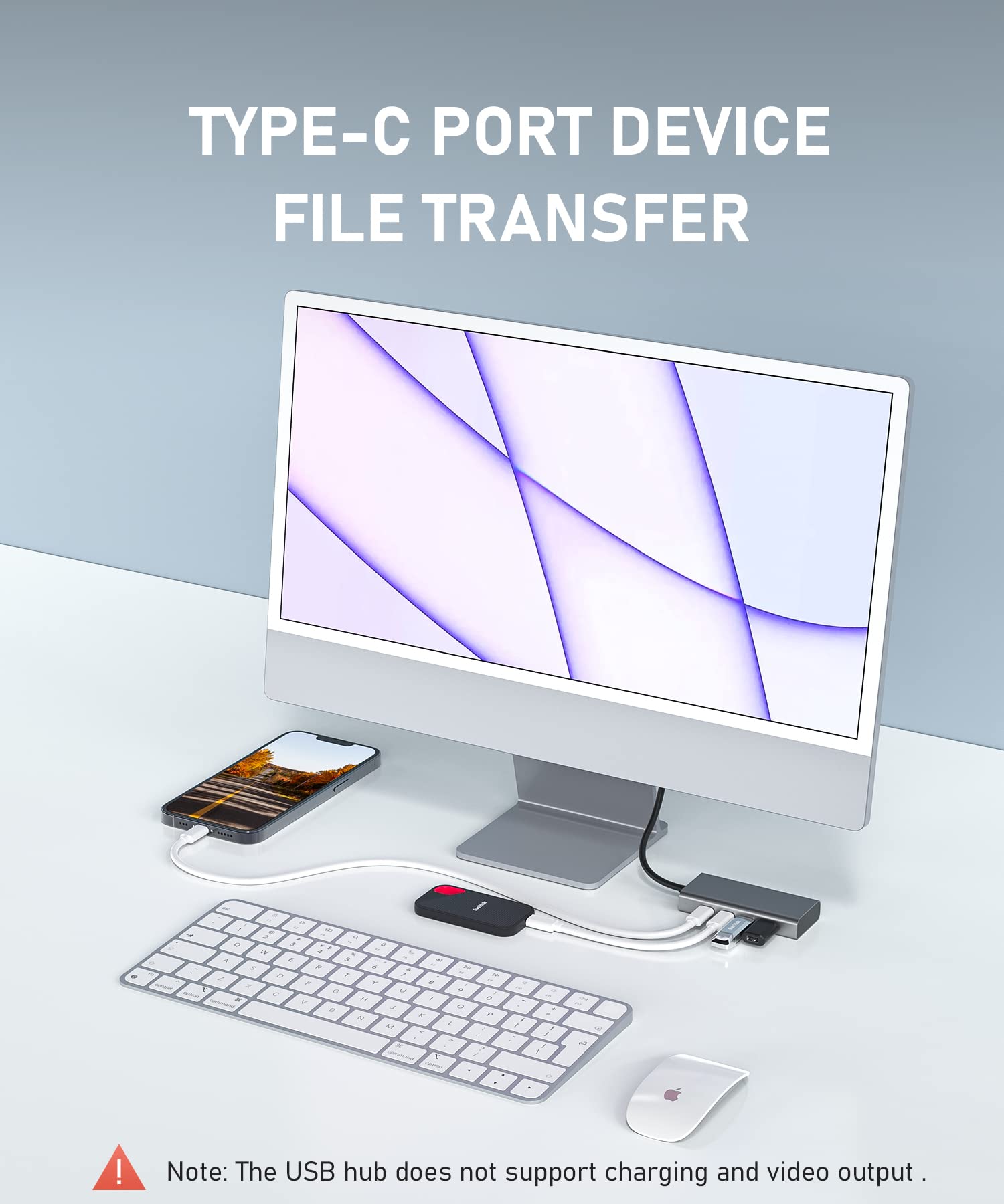 PULWTOP 10Gbps USB C to USB C Hub + iMac Accessories USB C HUB