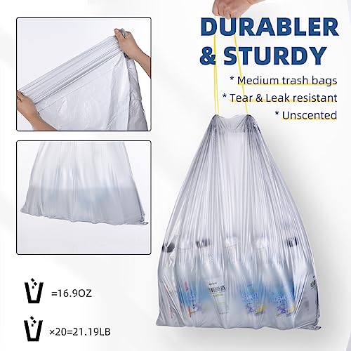 Trash Bags, Drawstring, 45 Count 8 Gallon Trash Bags/Garbage Bags, Wastebasket Liners for Bathroom Bedroom Office Trash Can
