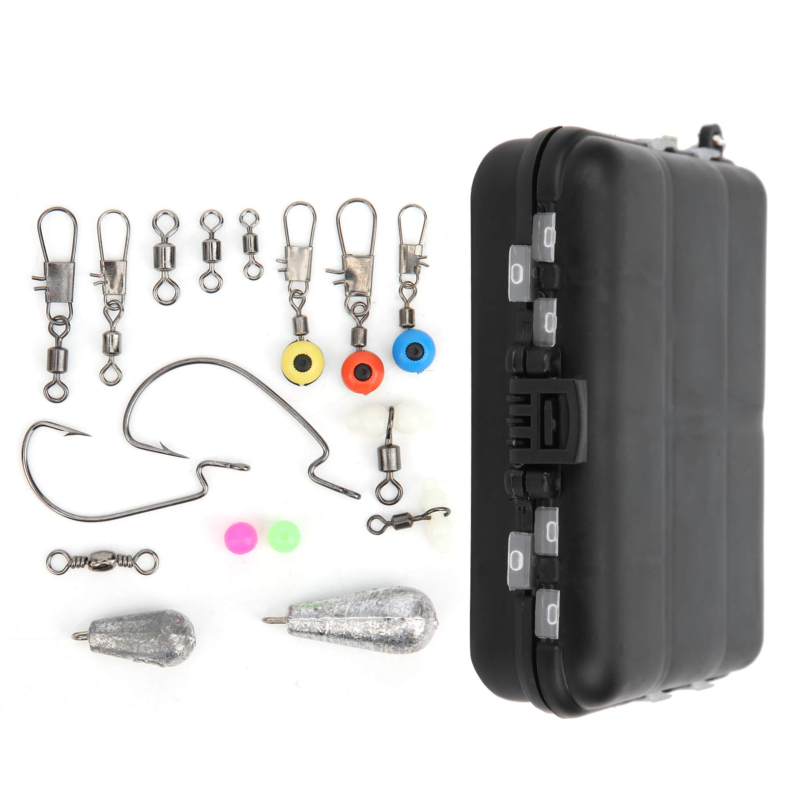 KOSDFOGE Multifunctional Fishing Accessories Kit, Portable Plastic Fishing Bait Set with Tackle Box Including Hooks, Swivel Joint, Snap, and Other Tools