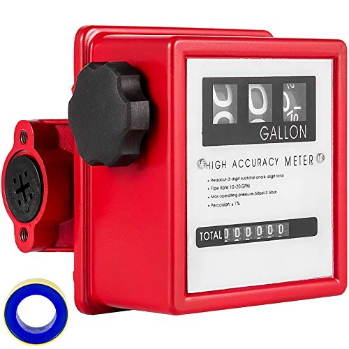 VEVOR Mechanical Fuel Meter 20 GPM, Fuel Flow Meter 3-Digital Batch Display Fuel Transfer Meter 1 Inch Diesel Fuel Flow Meter All Fuel Transfer Pumps Gasoline Flow Meter