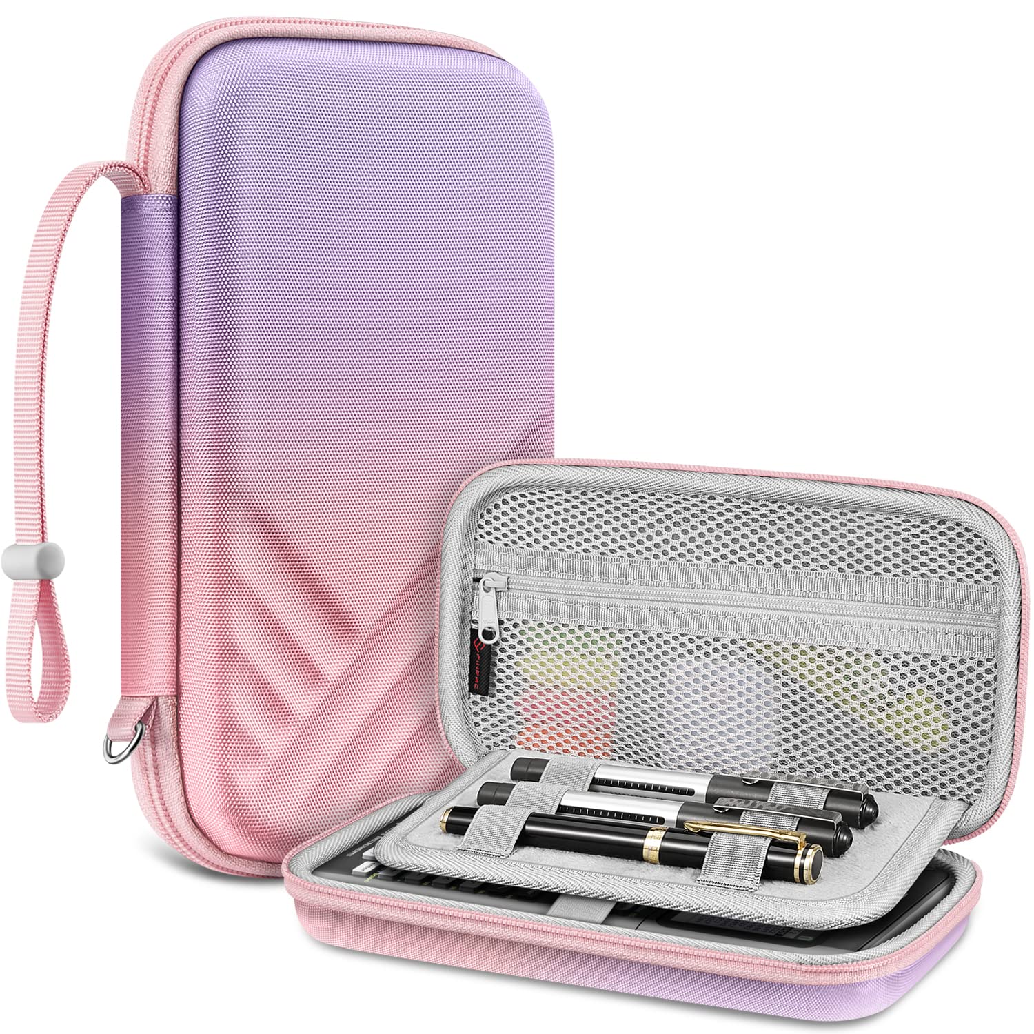 Fintie Graphing Calculator Carrying Case for Texas Instruments TI-Nspire CX II CAS/Tl-Nspire-CX-ll, TI-84 Plus CE/TI-84 Plus Color Graphing Calculators - with Mesh Pockets, Pen Slots (Pink)