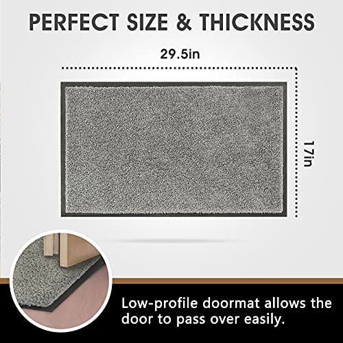 MATALL Home Entrance Door Mats - 29.5βx17β Washable Non-Slip Entryway Mat Inside Outside Welcome Mat for Front Door, Back Door, Patio, House Entry, Grey