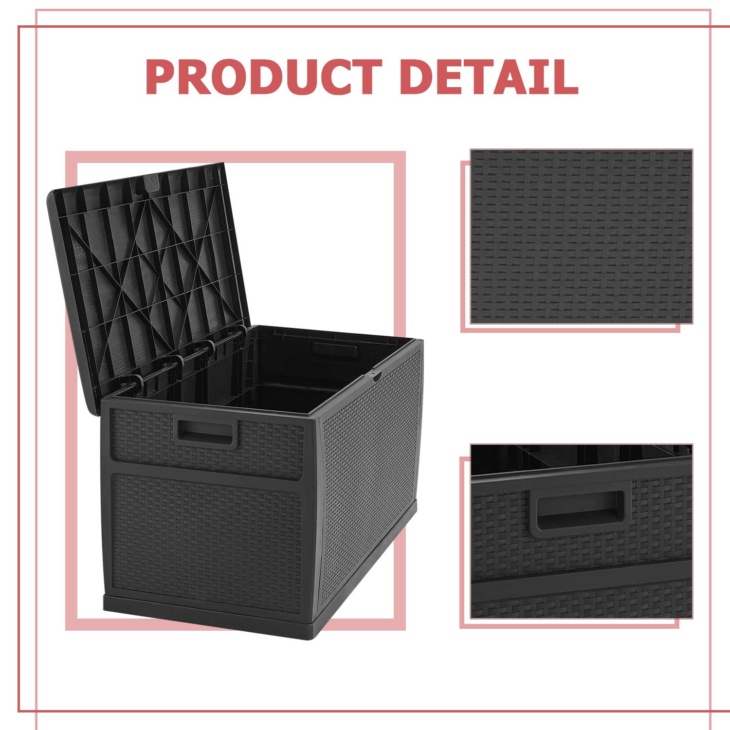 Patio Deck Box, Resin Storage Box for Outdoor Patios, Garden Tools Storage, 120 Gallons (Black)
