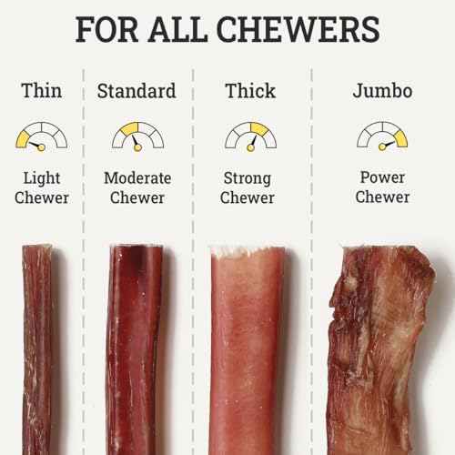 Supreme 6-inch Thin Bully Sticks by Sancho and Lola’s (10 Pack) All-Natural, Long-Lasting Dog Chew Treats - Free-Range, Grass-Fed Beef - Low Odor