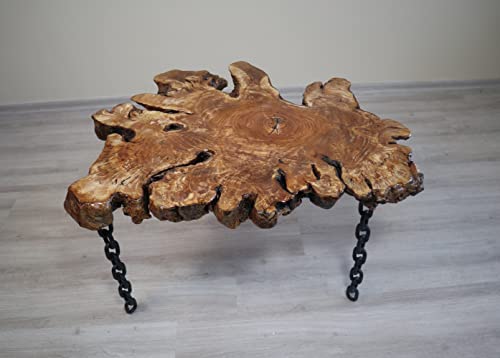 Live Edge Olive Tree Root Amazing Naturally Form Wood Slab, Big Coffee Table 79X 77 cm (Handmade)