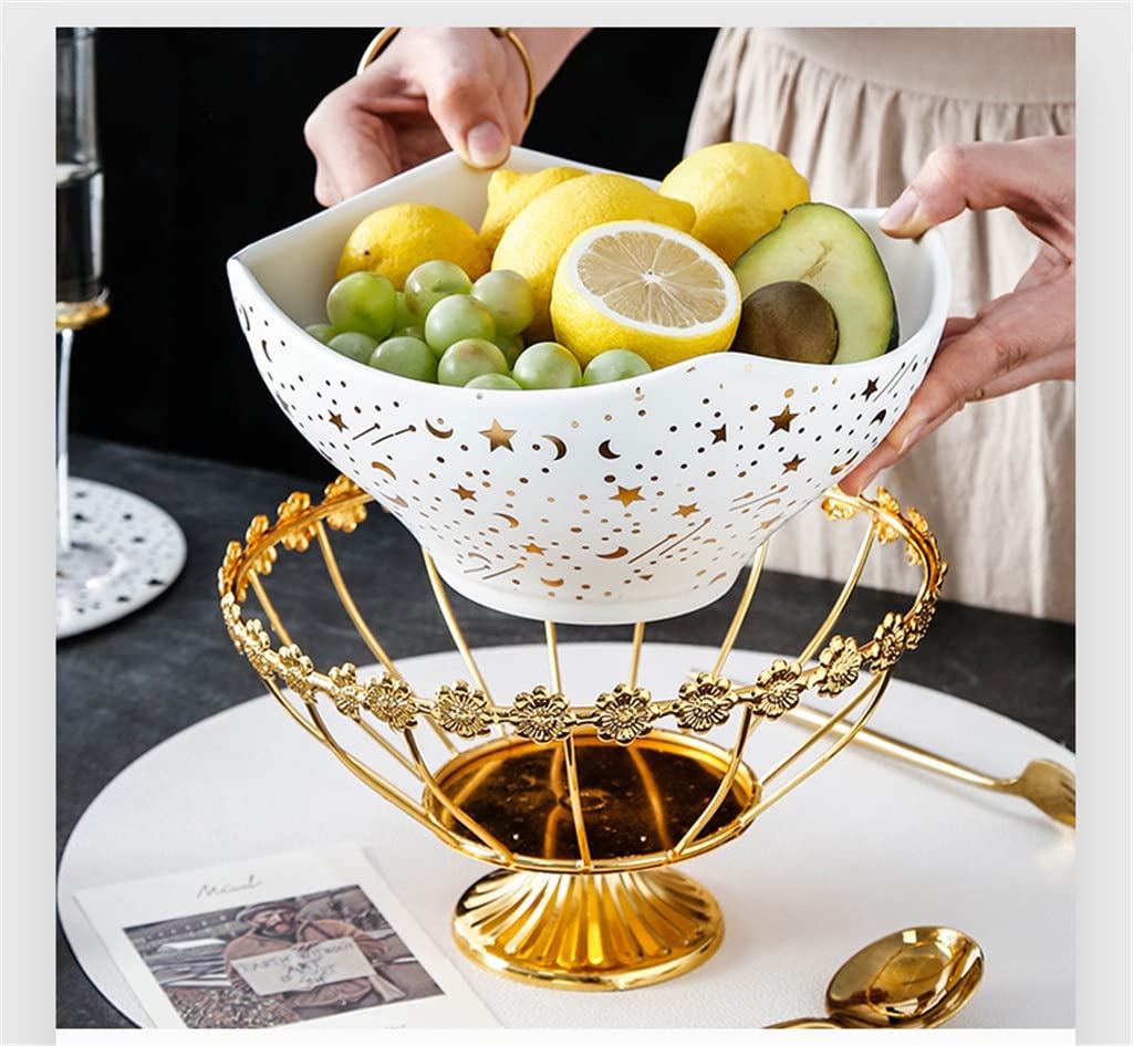 PNNERR Ceramic Inverted Cone Dinnerware Hotel Household Tableware Fruit Salad Soup Noodle Bowl With Hollow ( Color : E , Size : 1pcs )